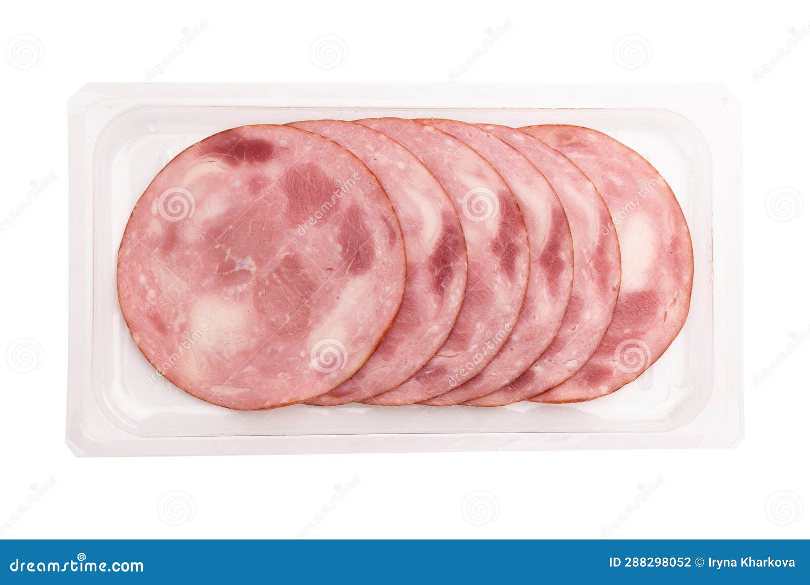 Ham Cut into Pieces on Plastic Package Stock Photo - Image of ...
