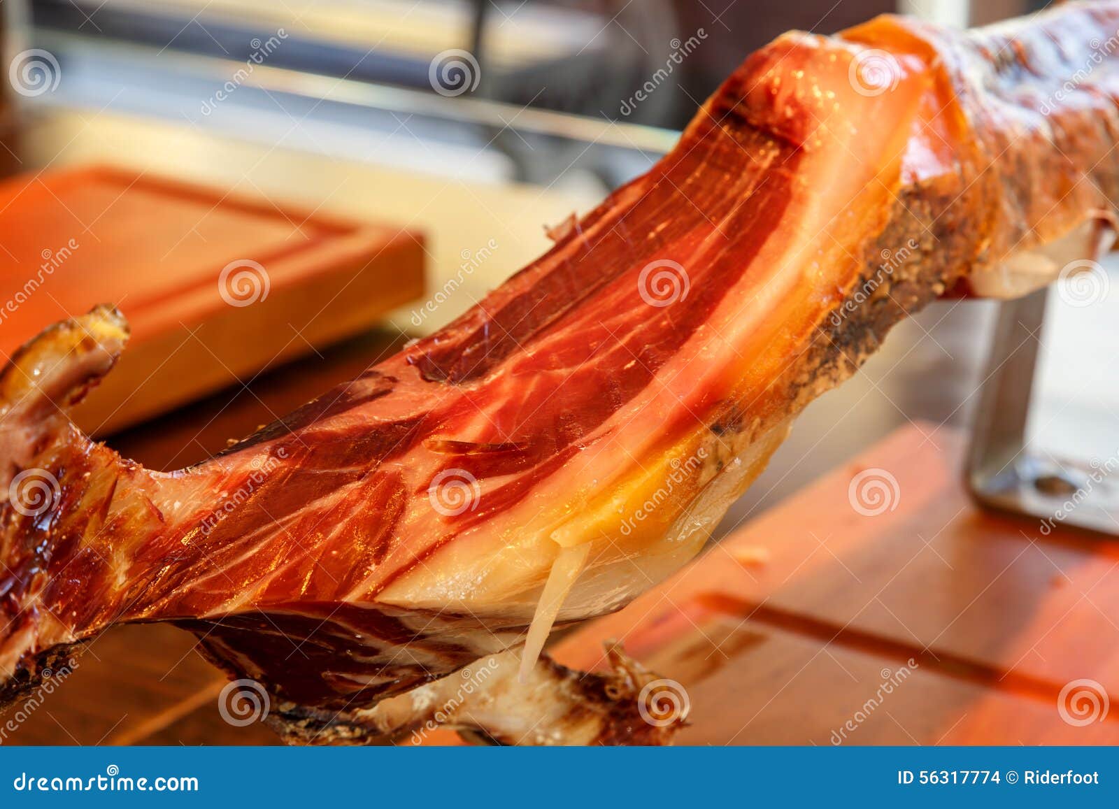 Ham Cutted, Traditionat Spanish Jamon Iberico Stock Photo - Image of ...