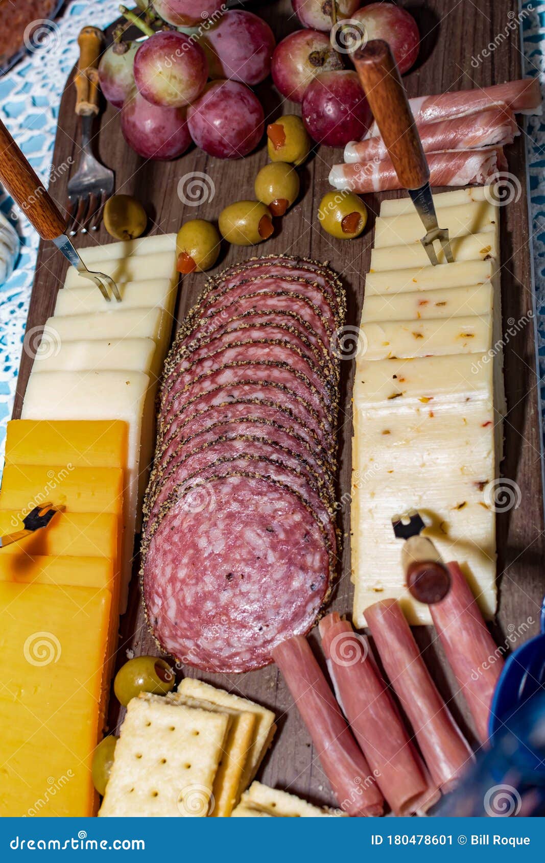 Ham and Different Kind of Cheese and Fruits Stock Image - Image of ...