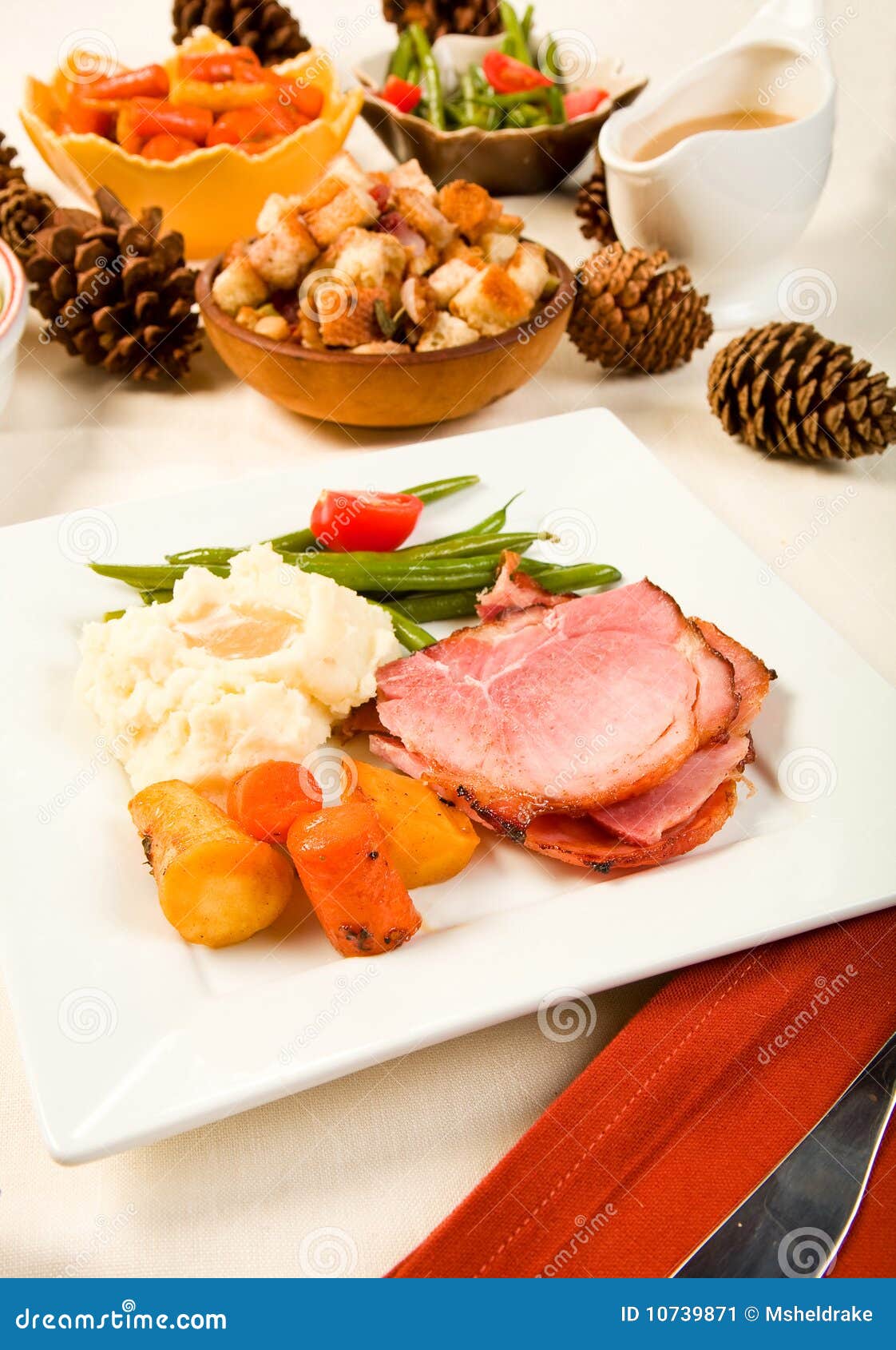 Ham Dinner stock image. Image of bowl, bread, christmas - 10739871