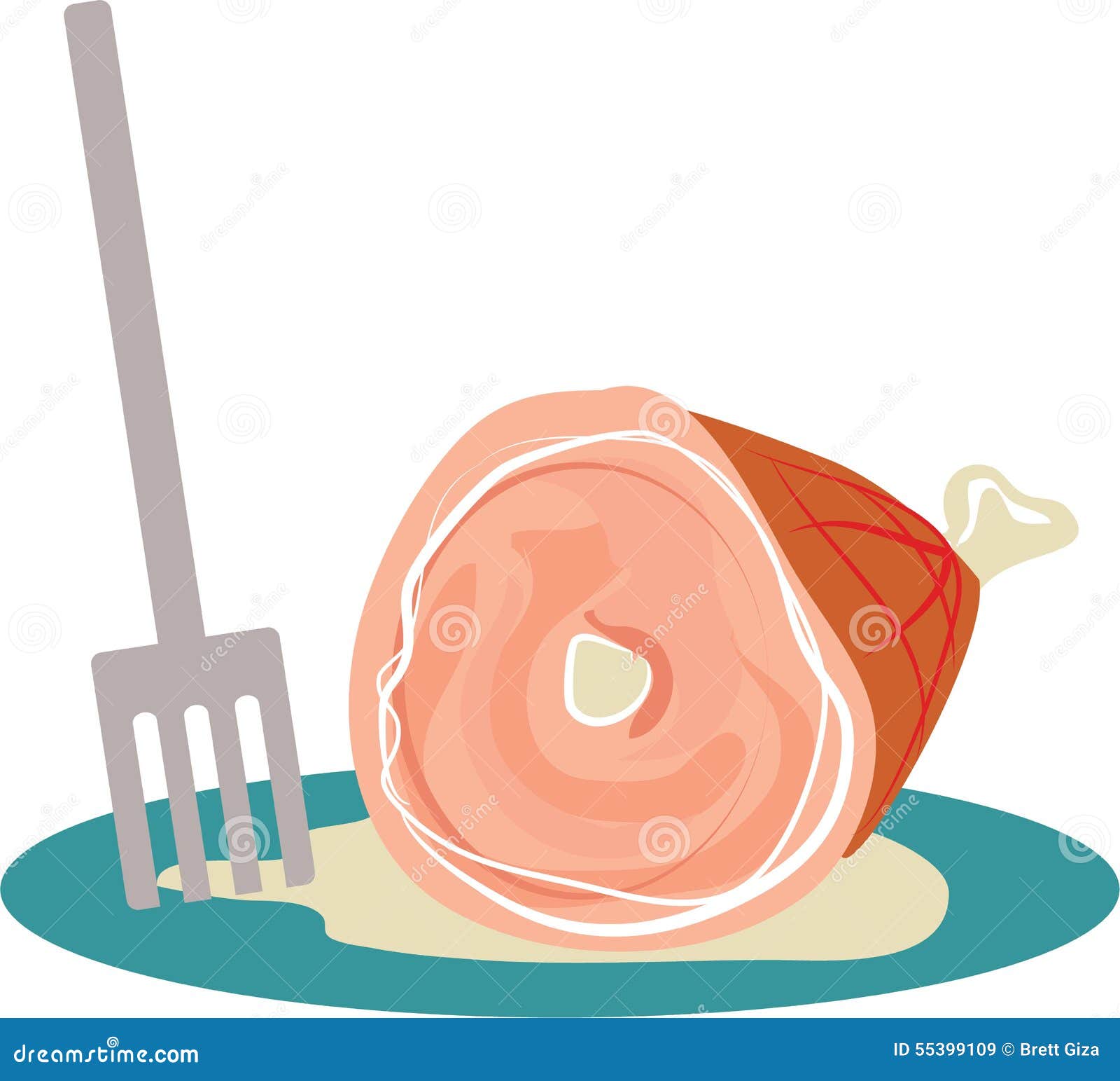 Ham Dinner stock vector. Illustration of recipe, plate - 55399109