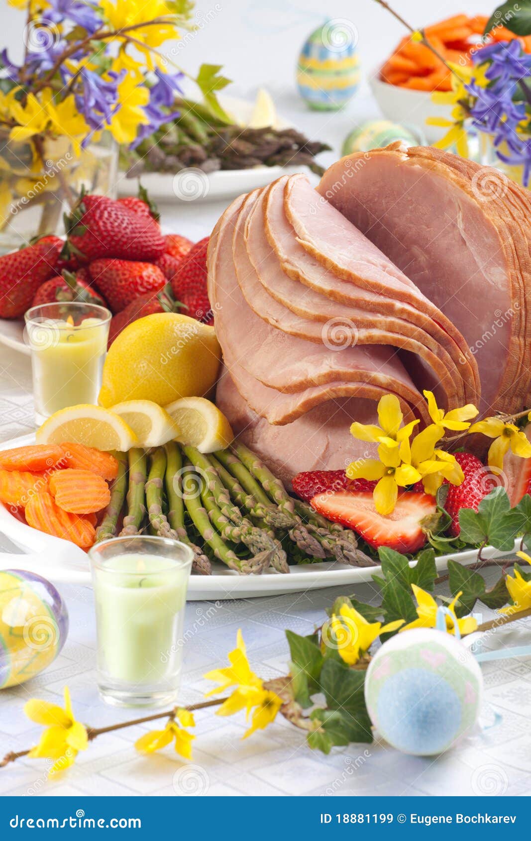 Ham for Easter stock image. Image of season, bouquet - 18881199