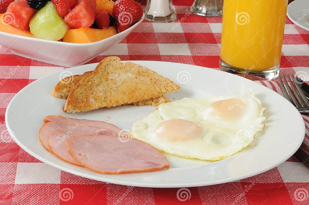 Ham and egg breakfast stock photo. Image of berries, cocktail - 25499802