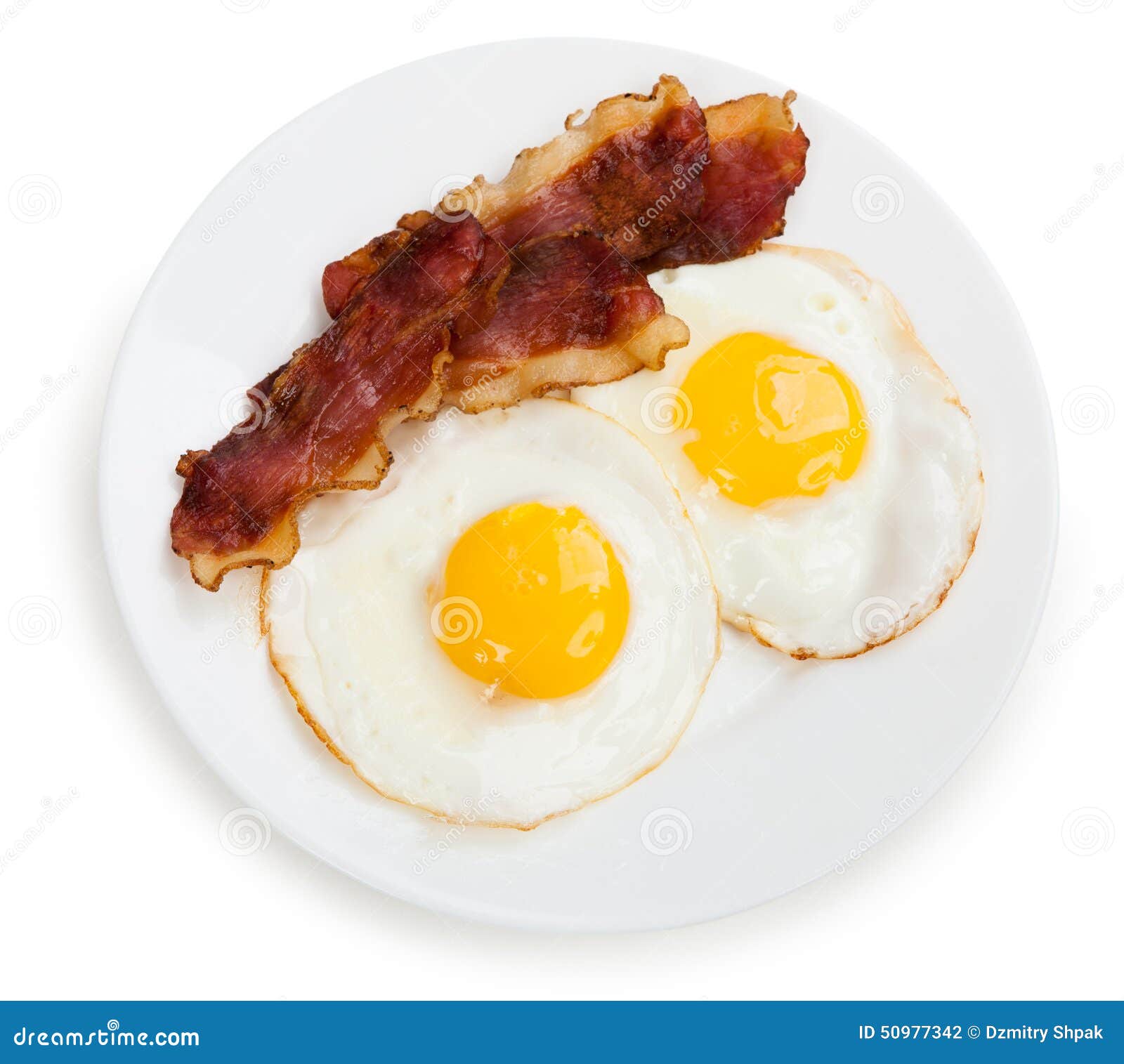 Ham and Eggs on a Plate Isolated Stock Photo - Image of breakfast ...