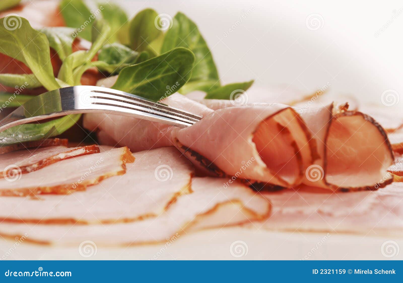 Ham and fork stock image. Image of plate, vegetable, pork - 2321159