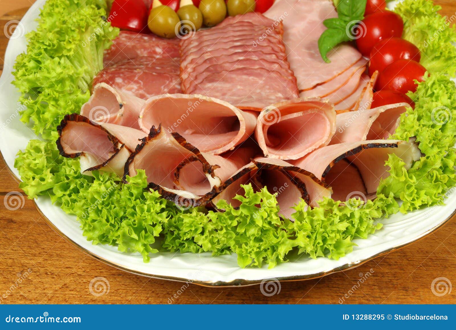 Ham with garnish stock image. Image of party, food, cooking - 13288295