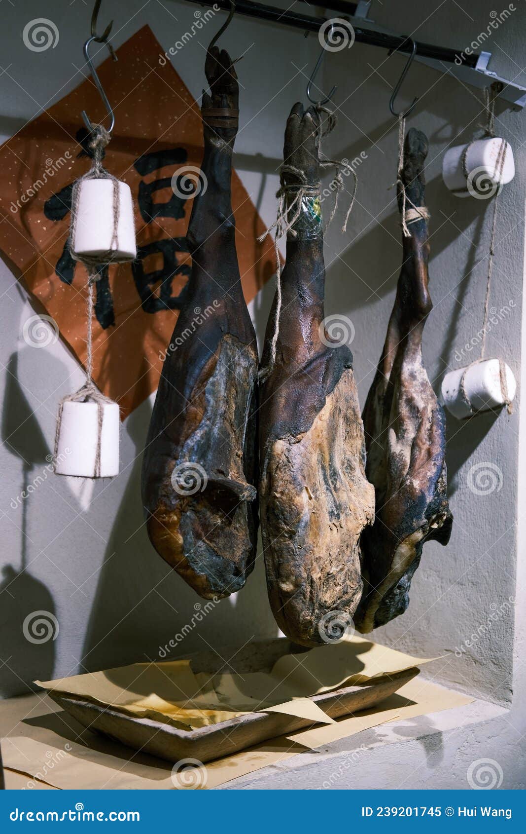 Ham hanging on the shelf stock image. Image of iron - 239201745