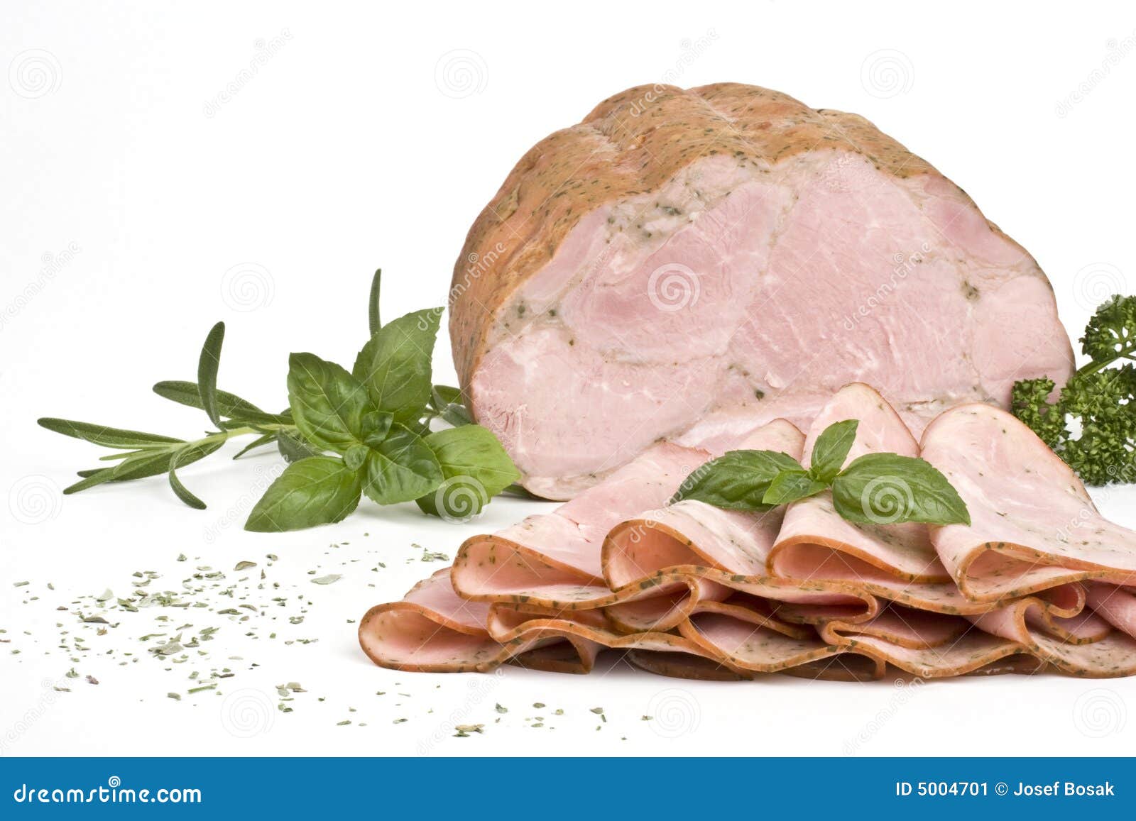 Ham with herbs stock image. Image of baked, fresh, slices - 5004701