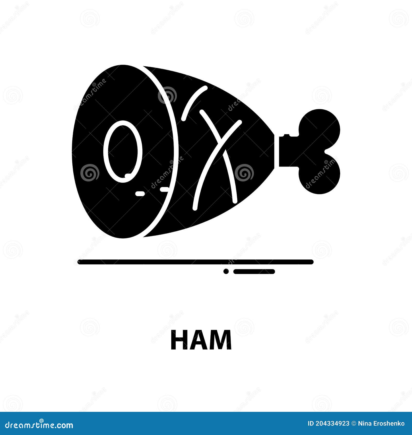 Ham Icon, Black Vector Sign with Editable Strokes, Concept Illustration ...