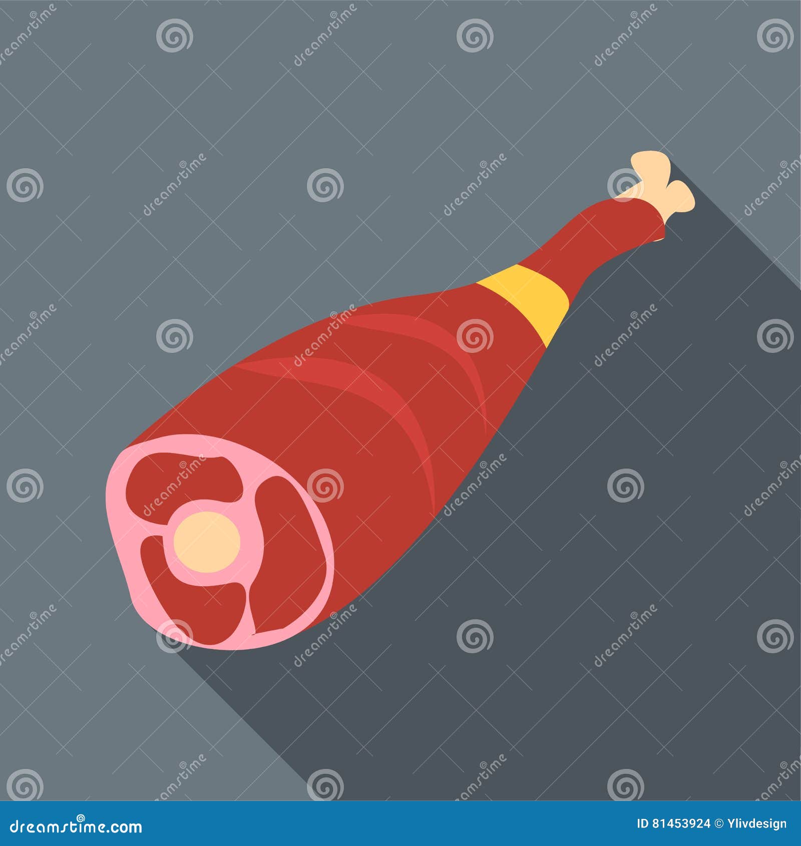 Ham icon, flat style stock vector. Illustration of gastronomy - 81453924