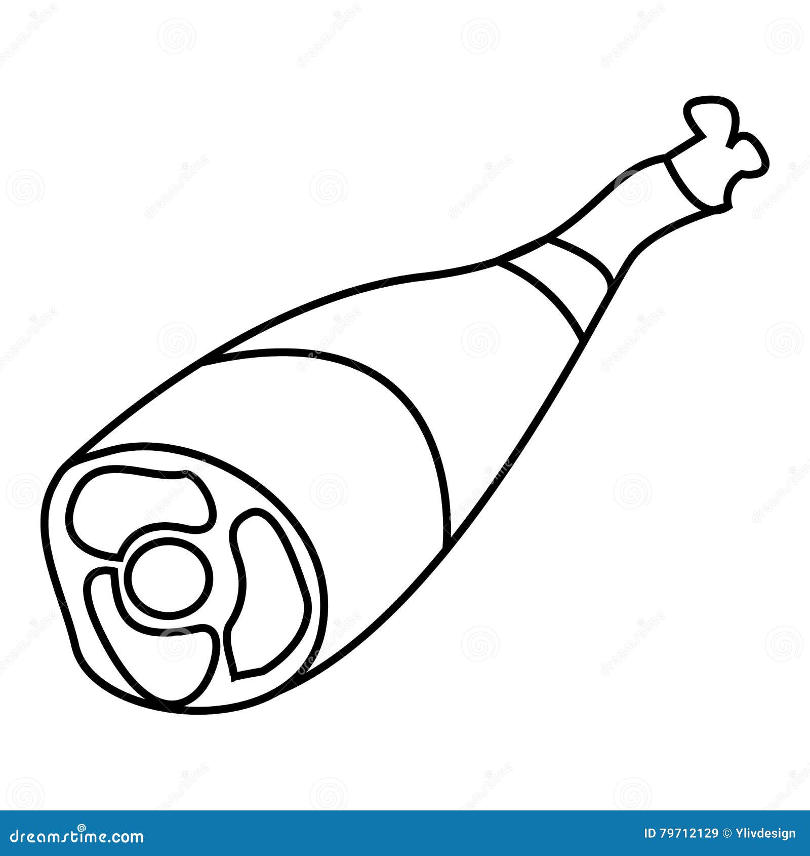 Ham icon, outline style stock vector. Illustration of ingredient - 79712129