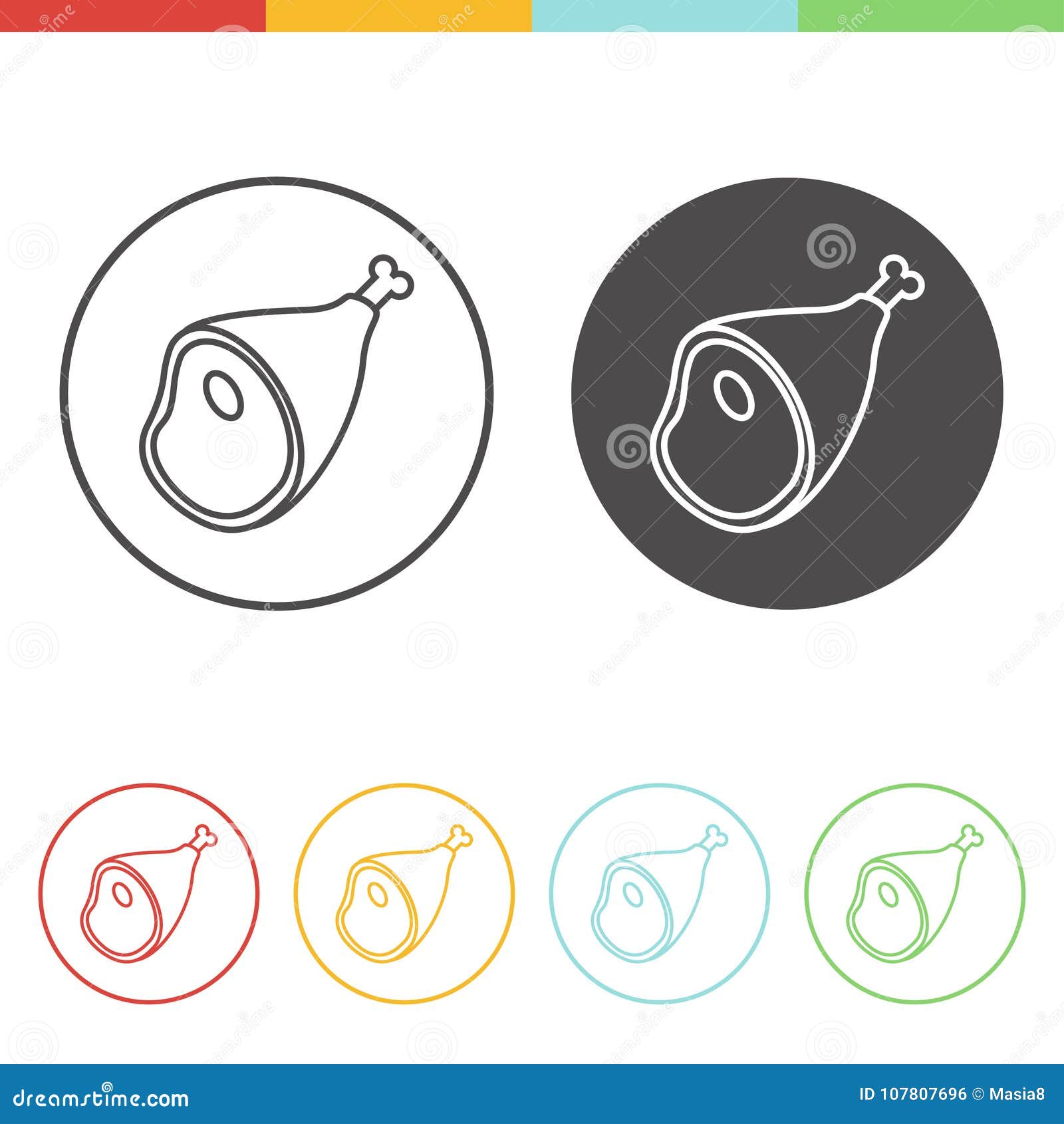 Ham Icons in Thin Line Style Stock Illustration - Illustration of ...