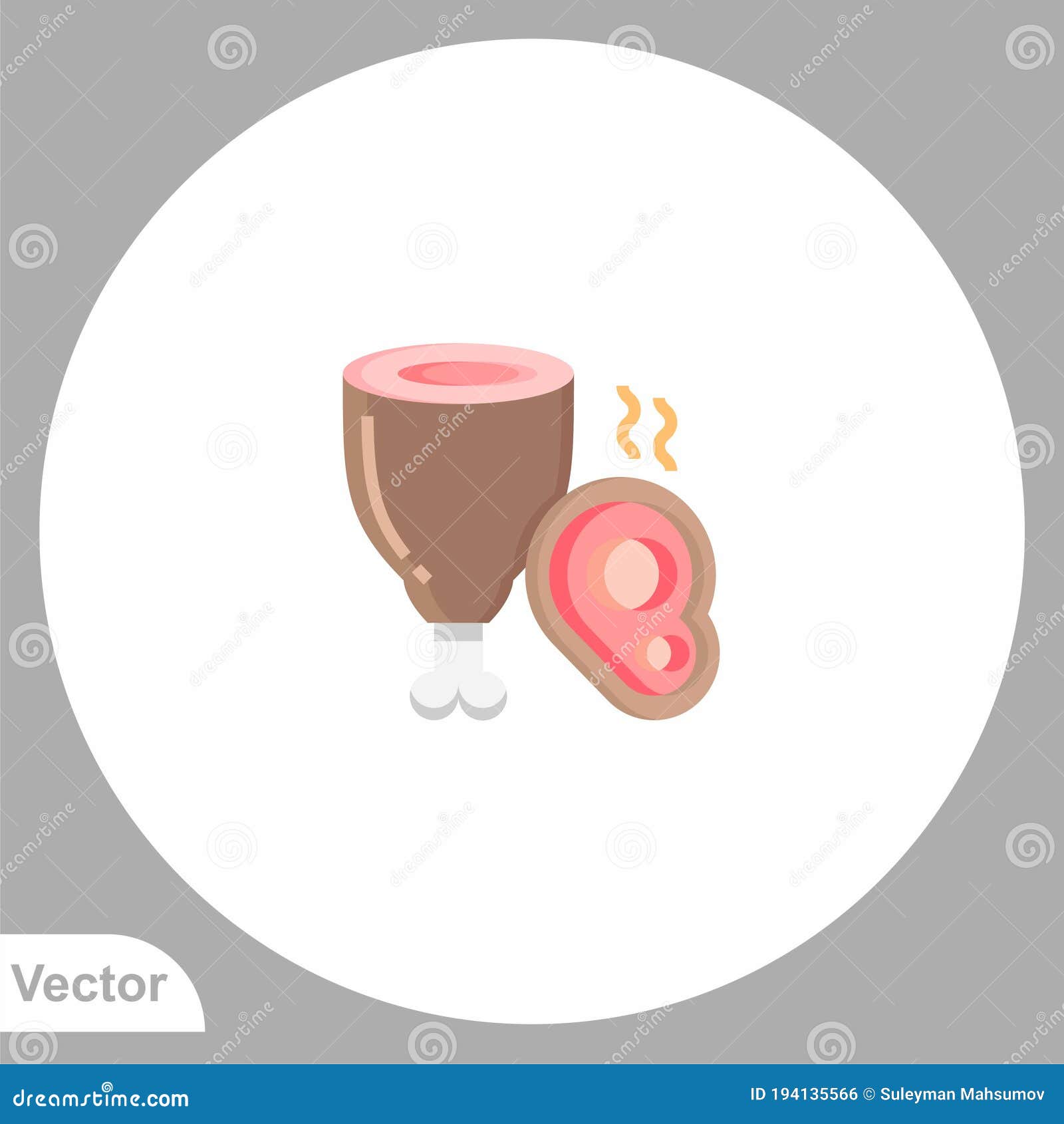 Ham Leg Vector Icon Sign Symbol Stock Vector - Illustration of fresh ...