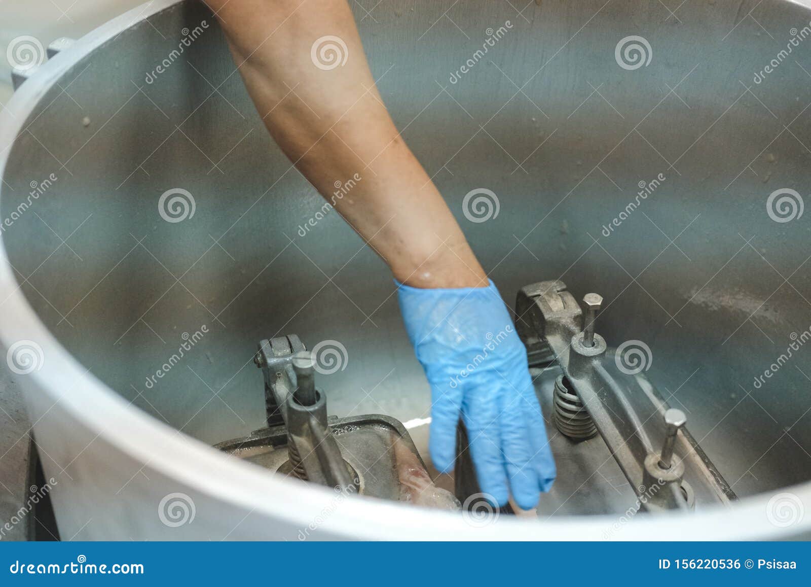 Ham Making Machine in Meat Processing Plant Stock Photo - Image of ...