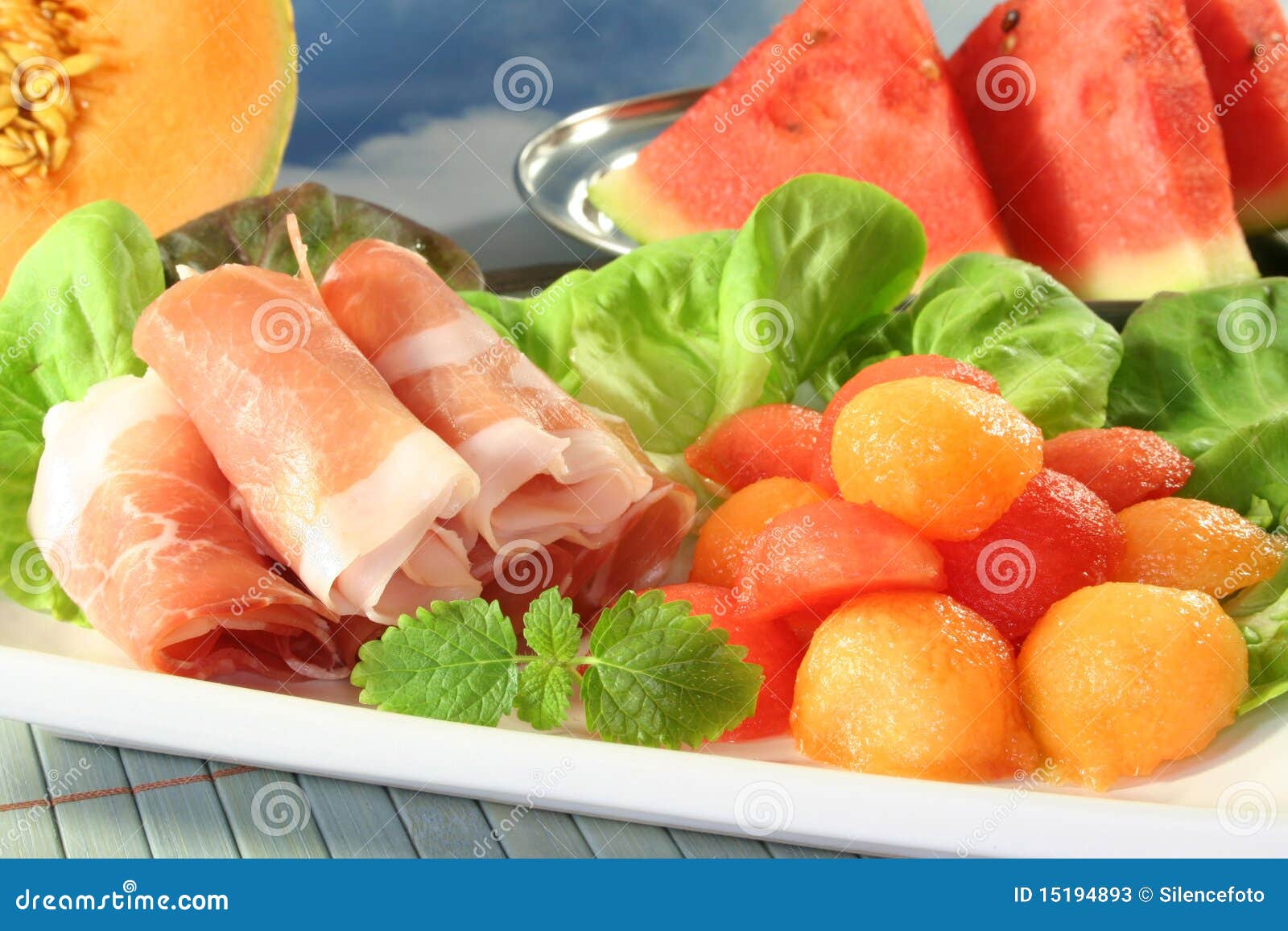 Ham with melon stock image. Image of refreshing, tropical - 15194893