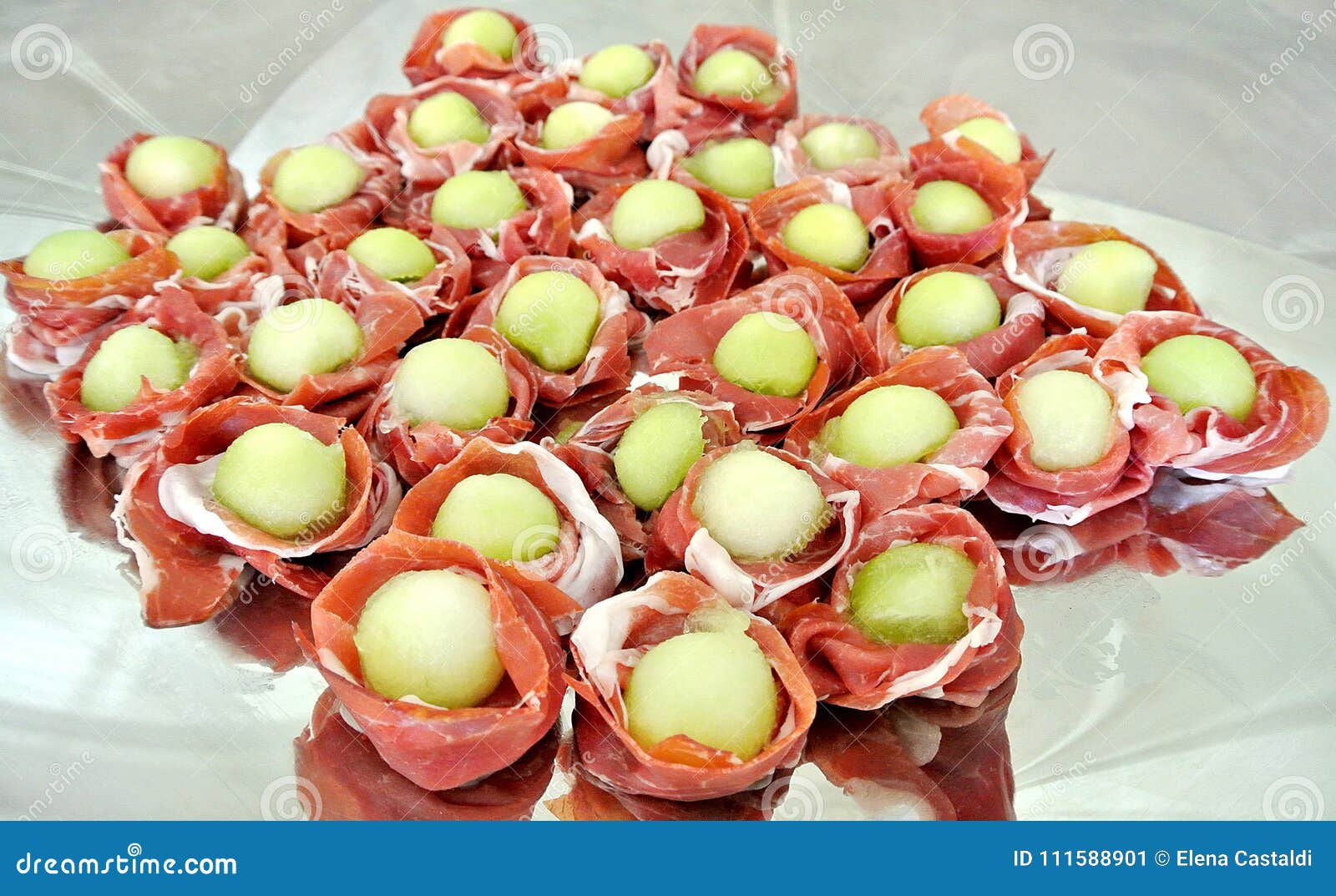 Ham and melon appetizer stock image. Image of italy - 111588901