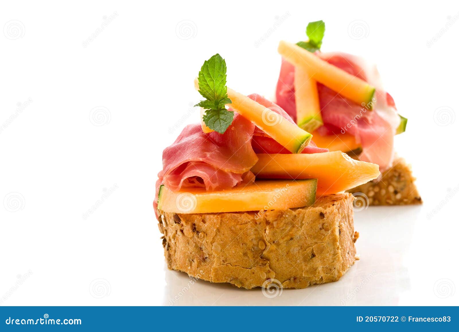 Ham and Melon Appetizer Isolated Stock Photo - Image of cuisine ...