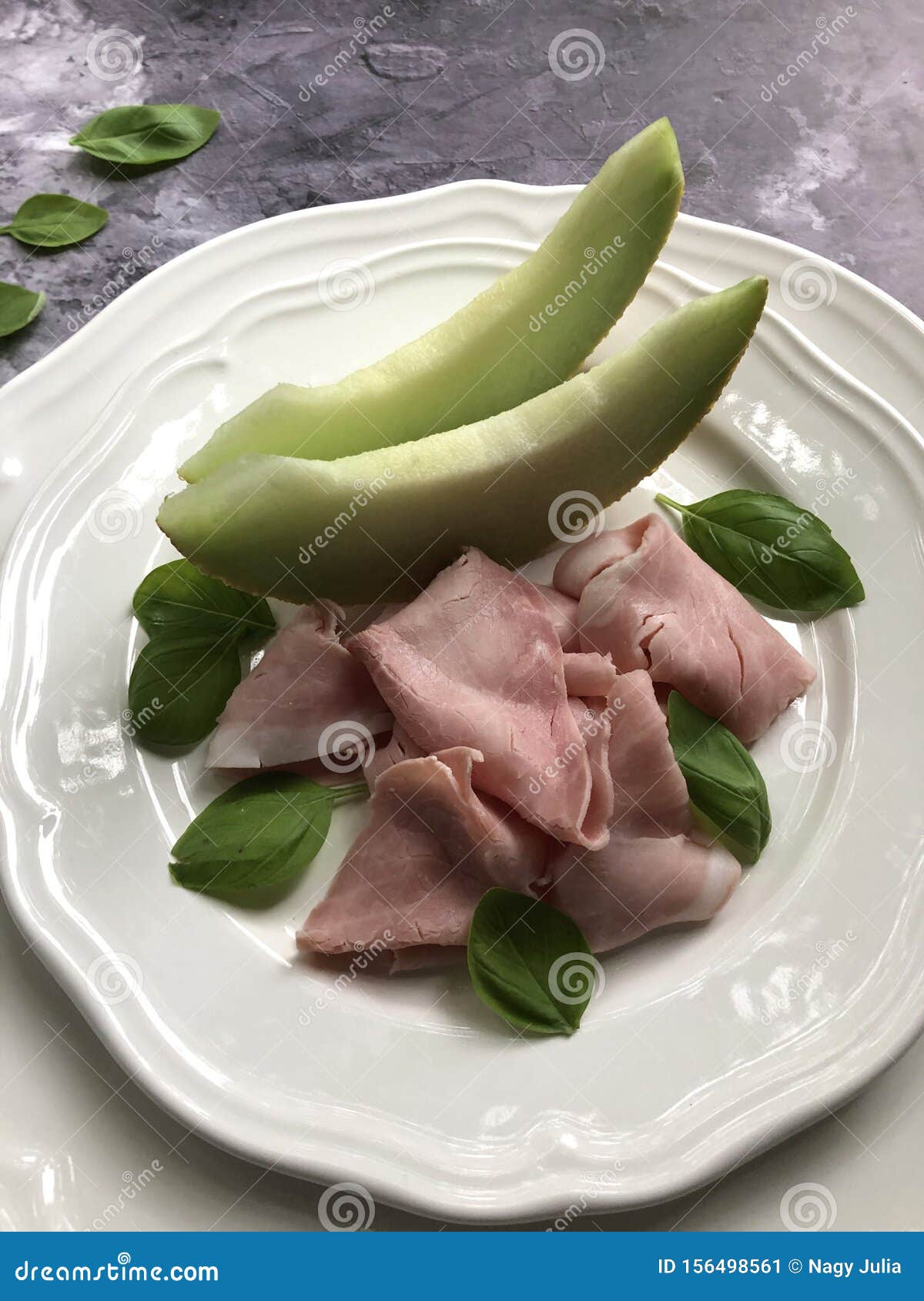 Ham with Melon is a Classic, Cold, Mediterranean Appetizer Dish. Stock ...