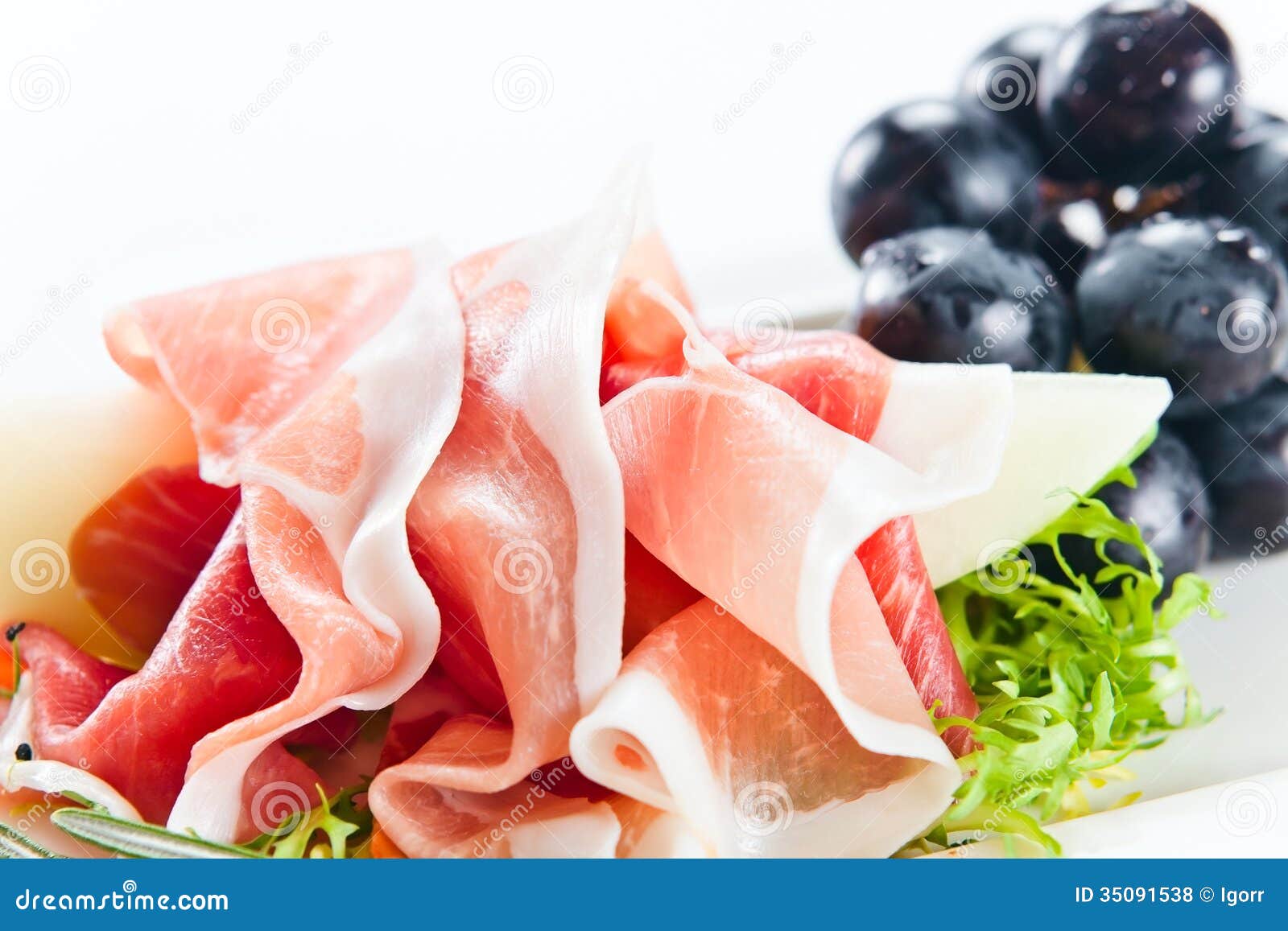 Ham met meloen stock foto. Image of druif, fotografie - 35091538