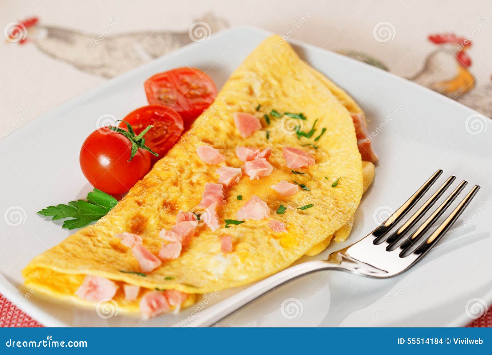 Ham omelet stock photo. Image of dinner, delicious, appetizer - 55514184