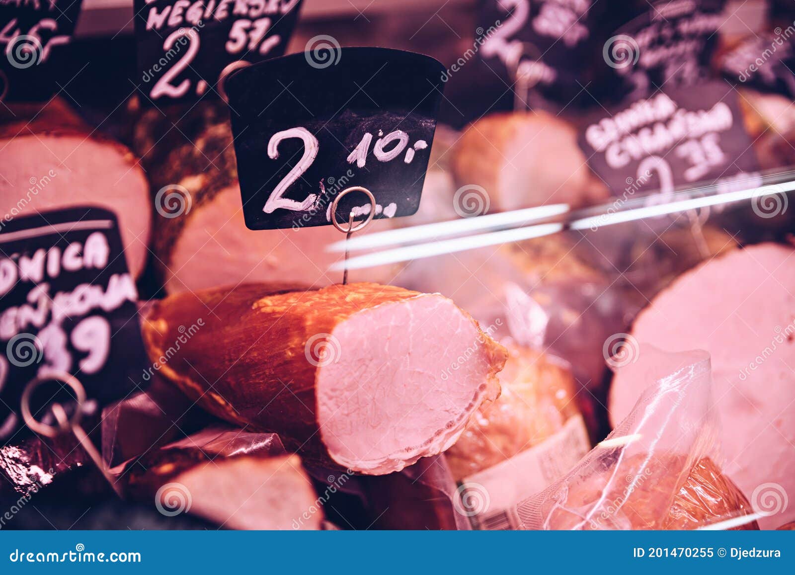 Ham and Other Processed Meats on Display. Stock Image - Image of pork ...