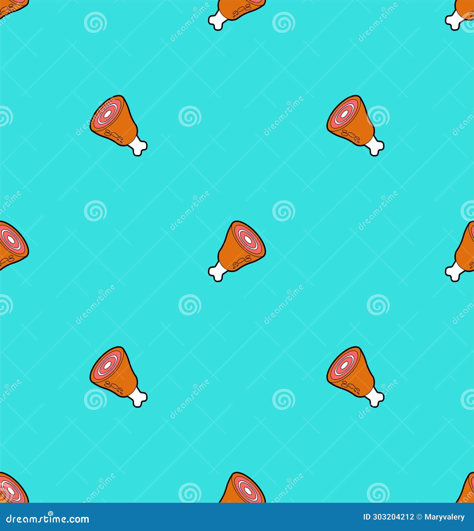 Ham Pattern Seamless. Meat on Bone Background. Pork on Bone Texture ...