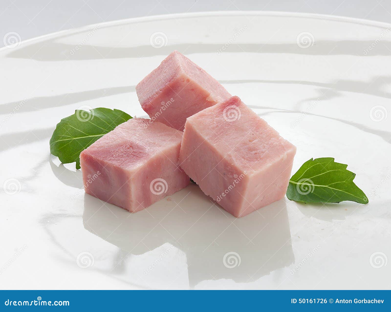 Ham on the plate stock photo. Image of handful, food - 50161726