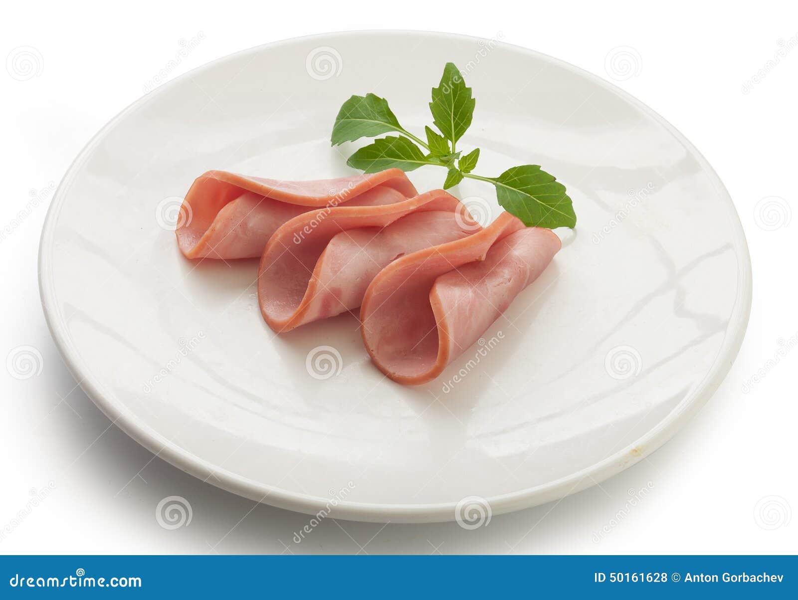 Ham on the plate stock photo. Image of meal, path, plate - 50161628