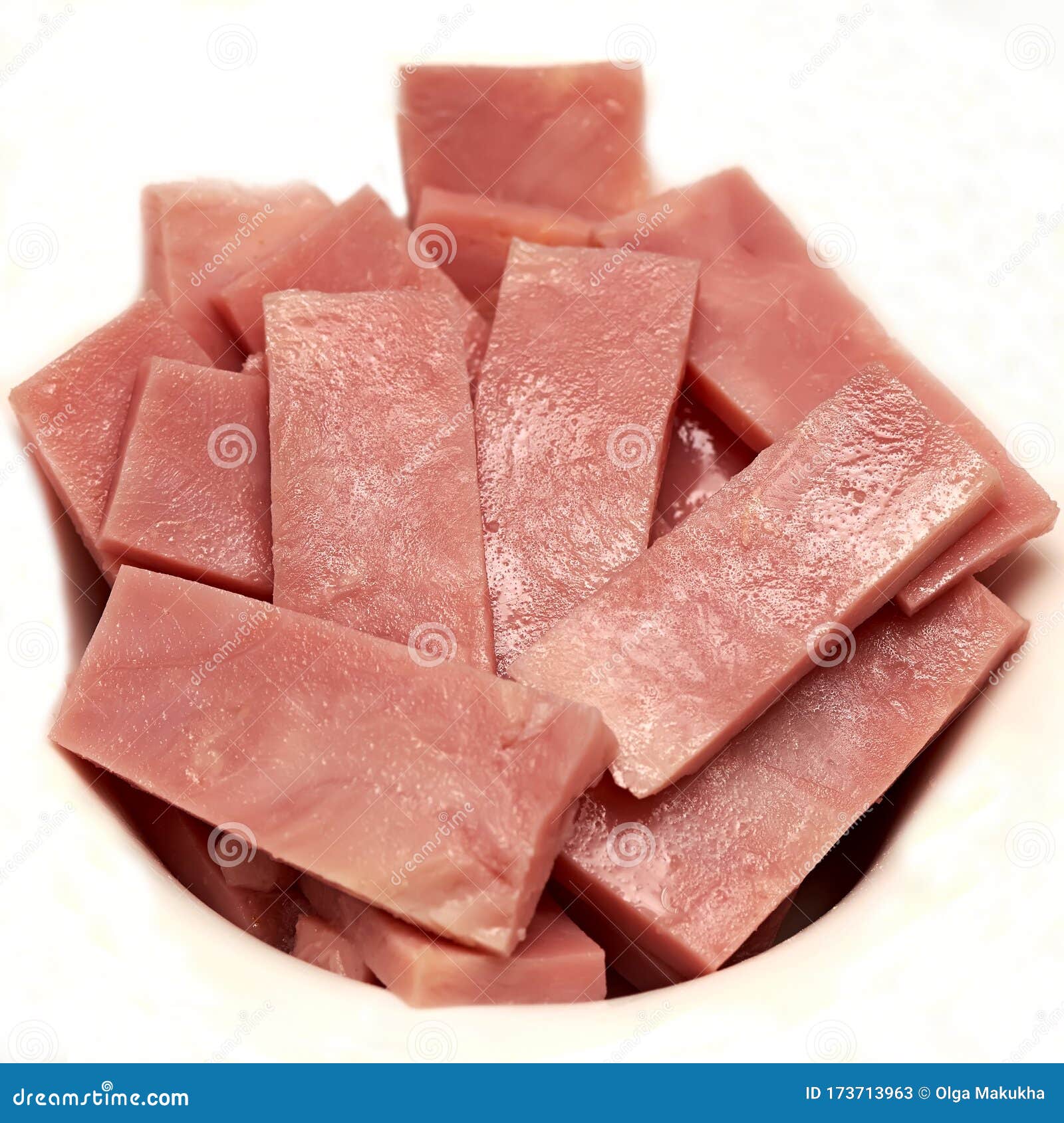 Ham Pork Meat Slices on White Background Square Ingredient Stock Image ...