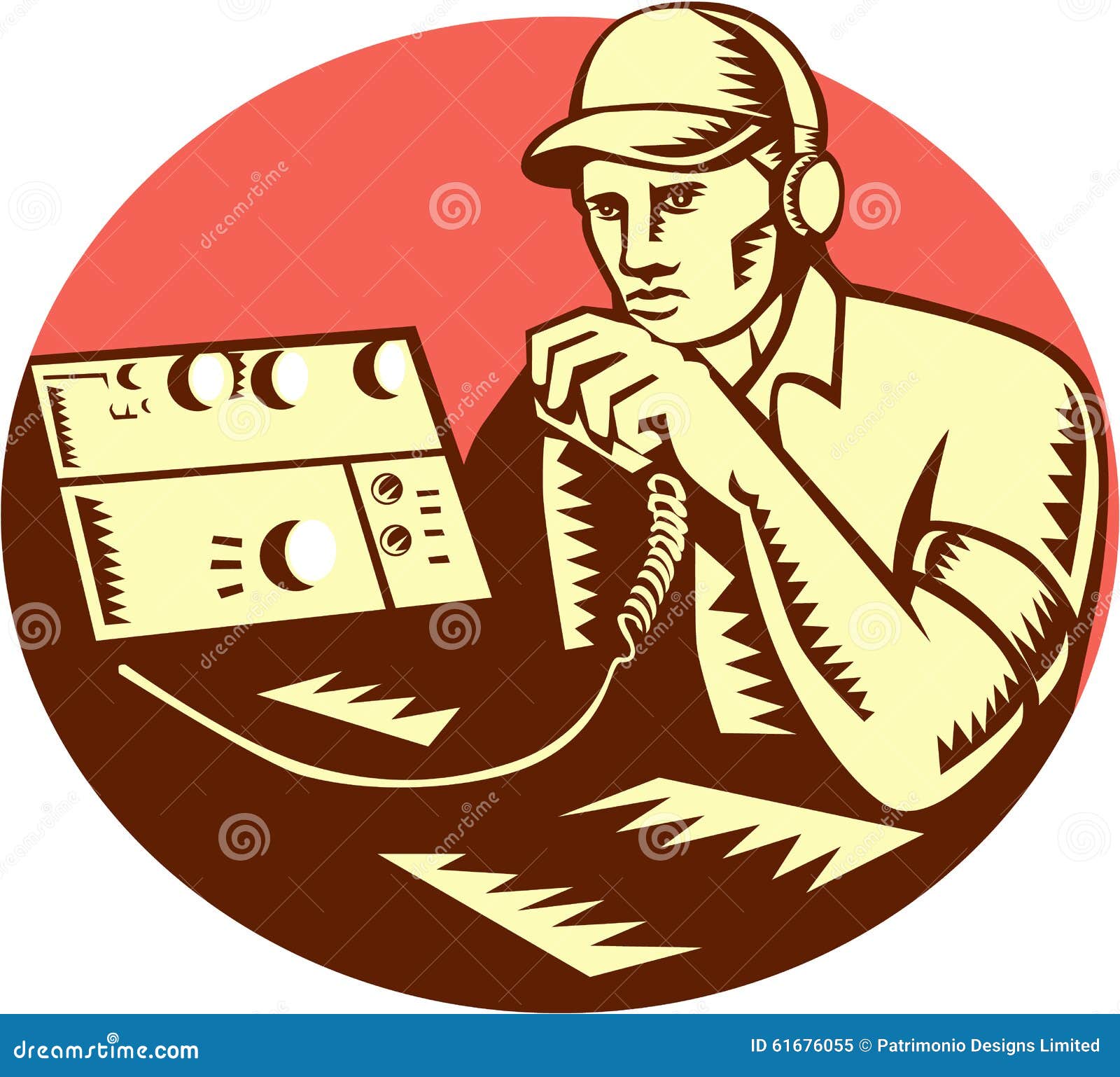 Ham Radio Operator Circle Woodcut Illustrazione di Stock ...