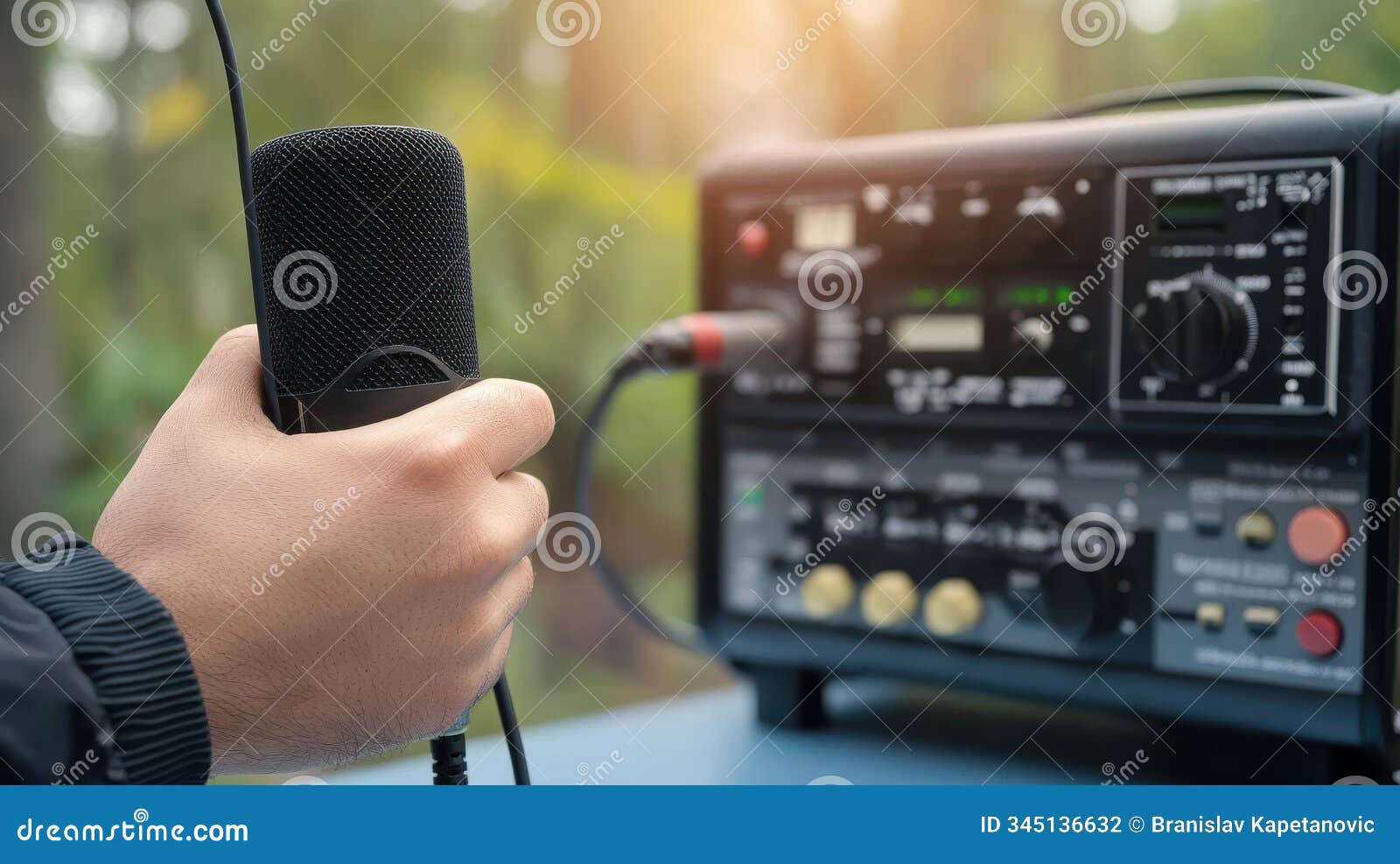 Ham Radio Operator in Snowy Winter Landscape Using Communication Device ...