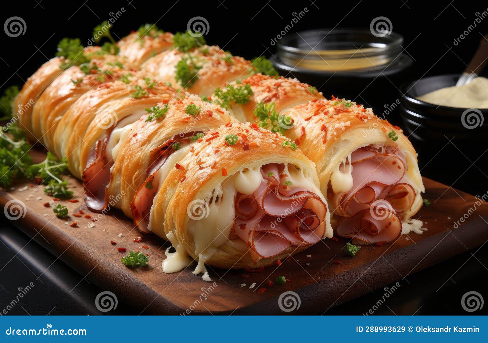Ham Roll with Cheese Elongated and Rounded Mockup Stock Illustration ...