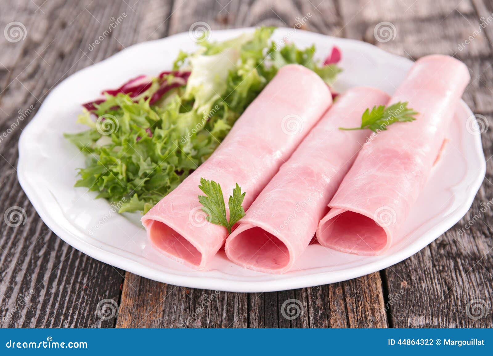 Ham rolled and salad stock photo. Image of plate, cooked - 44864322