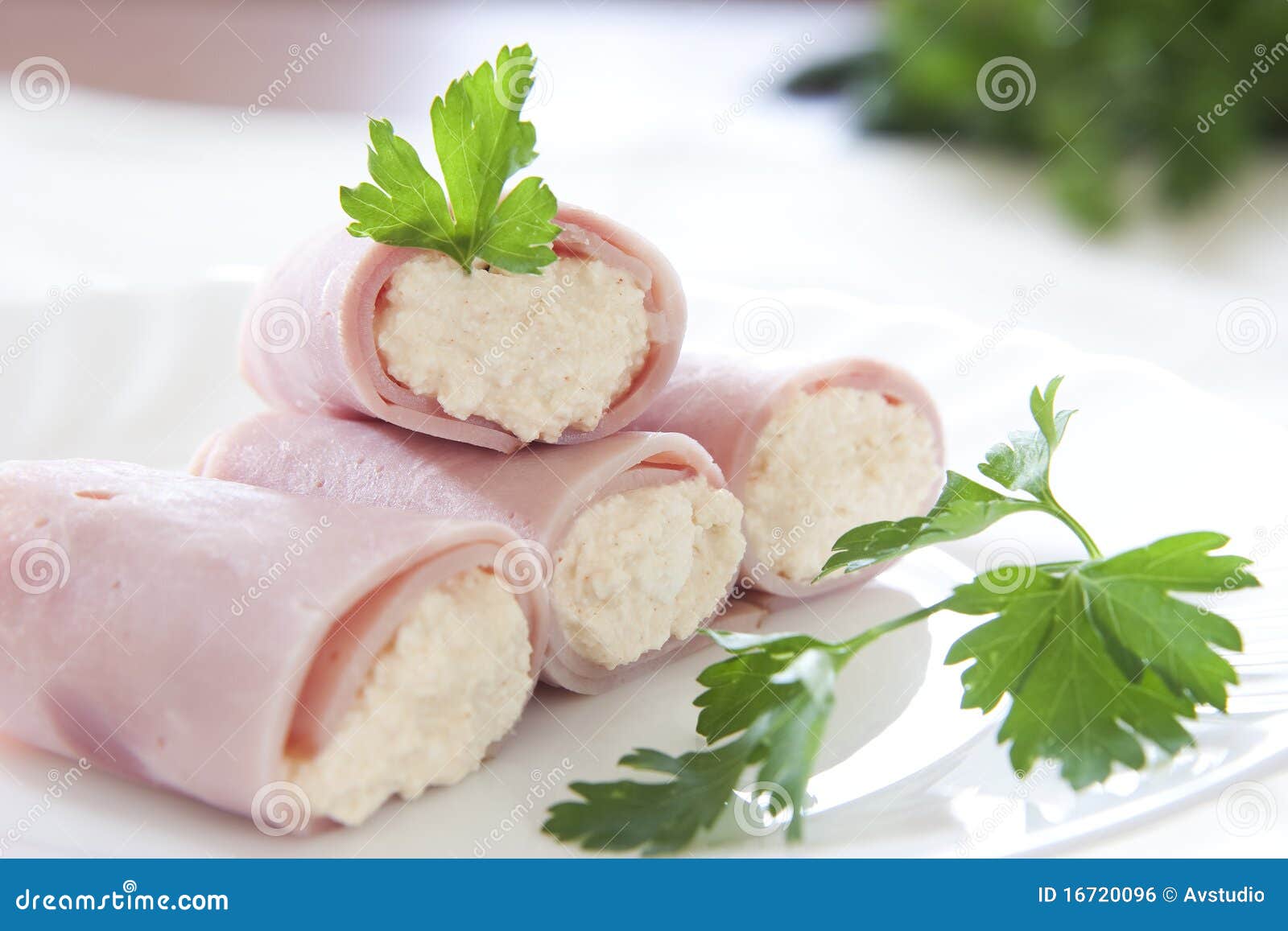 Ham rolls stock photo. Image of parsley, plate, meat - 16720096