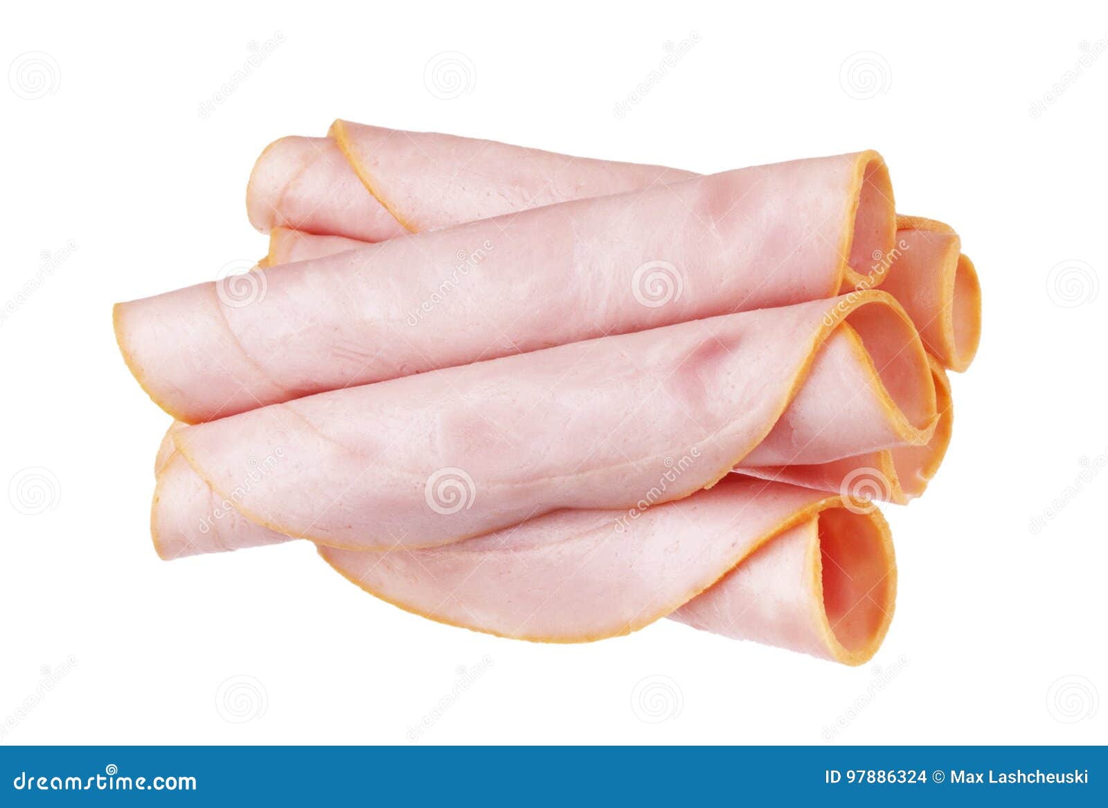 Ham Rolls Isolated on White Background Stock Photo - Image of sausage ...
