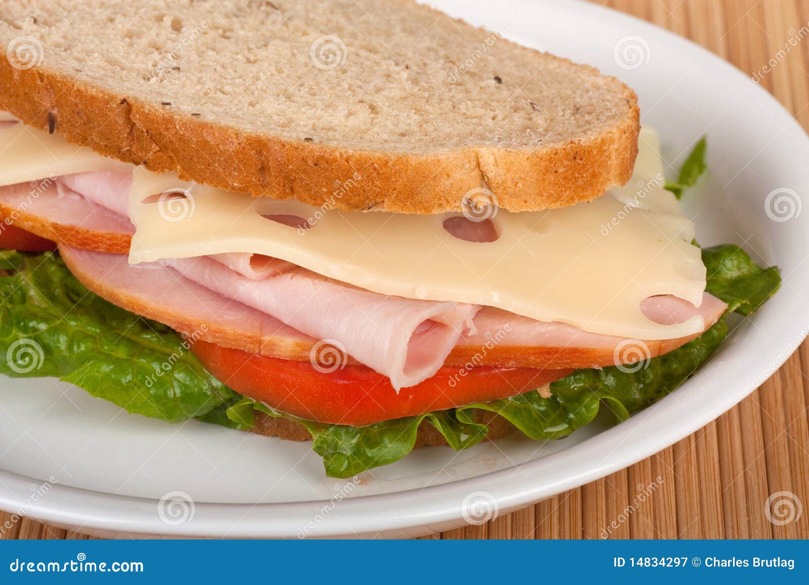 Ham on Rye stock image. Image of meat, plate, cheese - 14834297