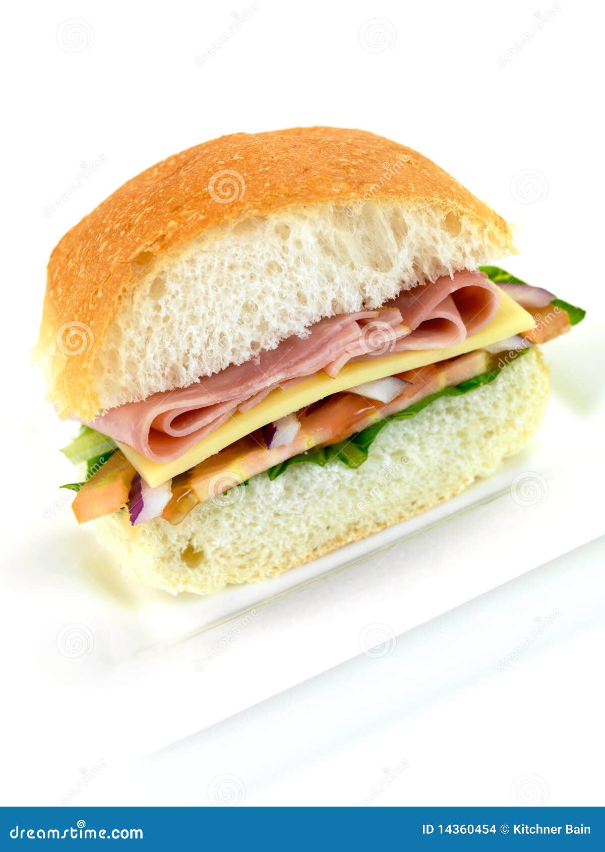 Ham and Salad Roll stock photo. Image of deli, baguette - 14360454