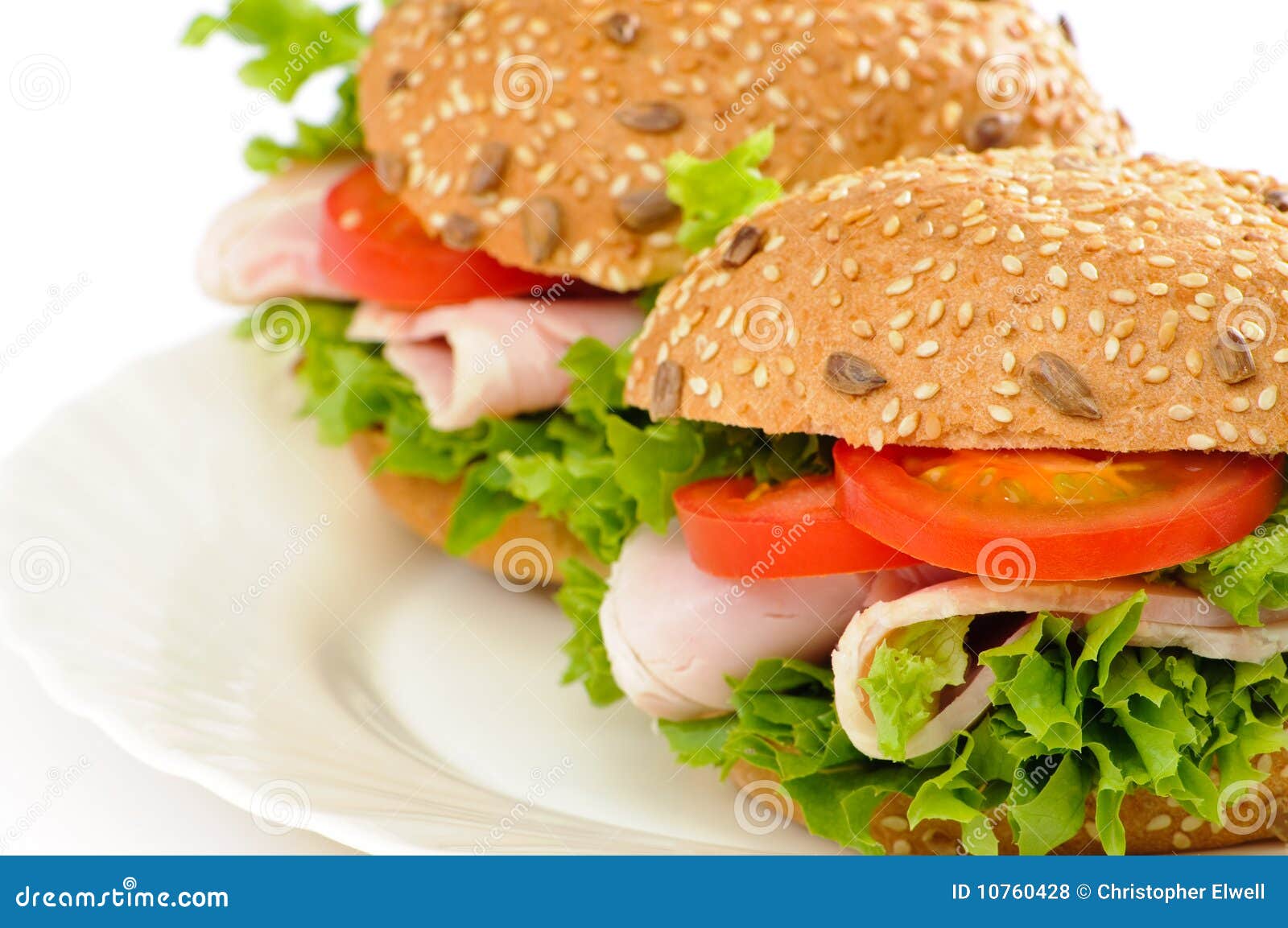 Ham Salad Rolls stock photo. Image of lunch, green, granary - 10760428