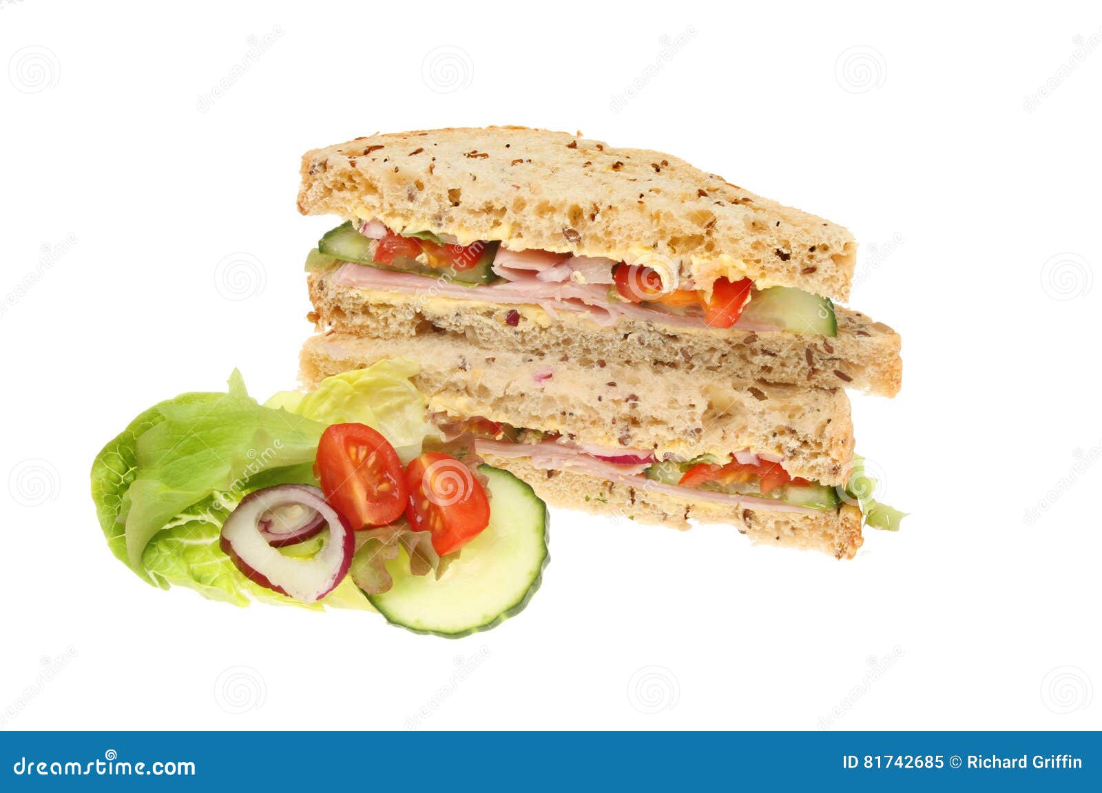 Ham Salad Sandwich with Garnish Stock Image - Image of snack, onion ...