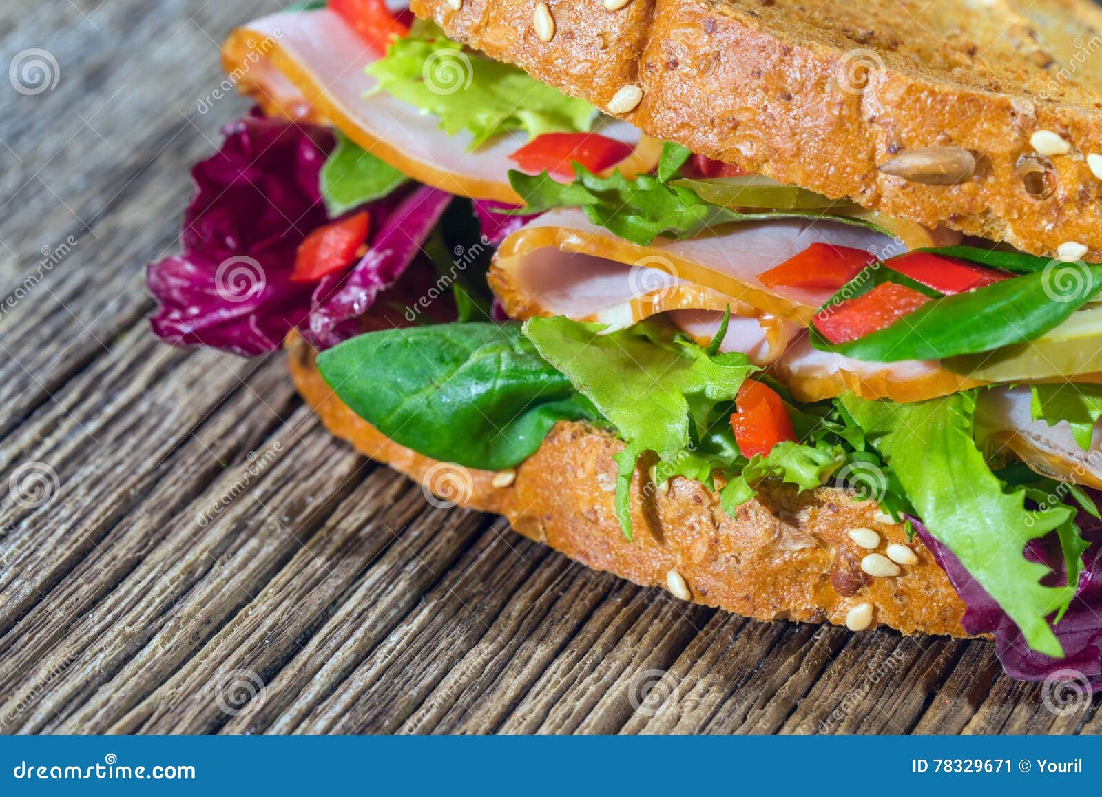 Ham Salad Sandwich on Rustic Table Stock Image - Image of refreshment ...