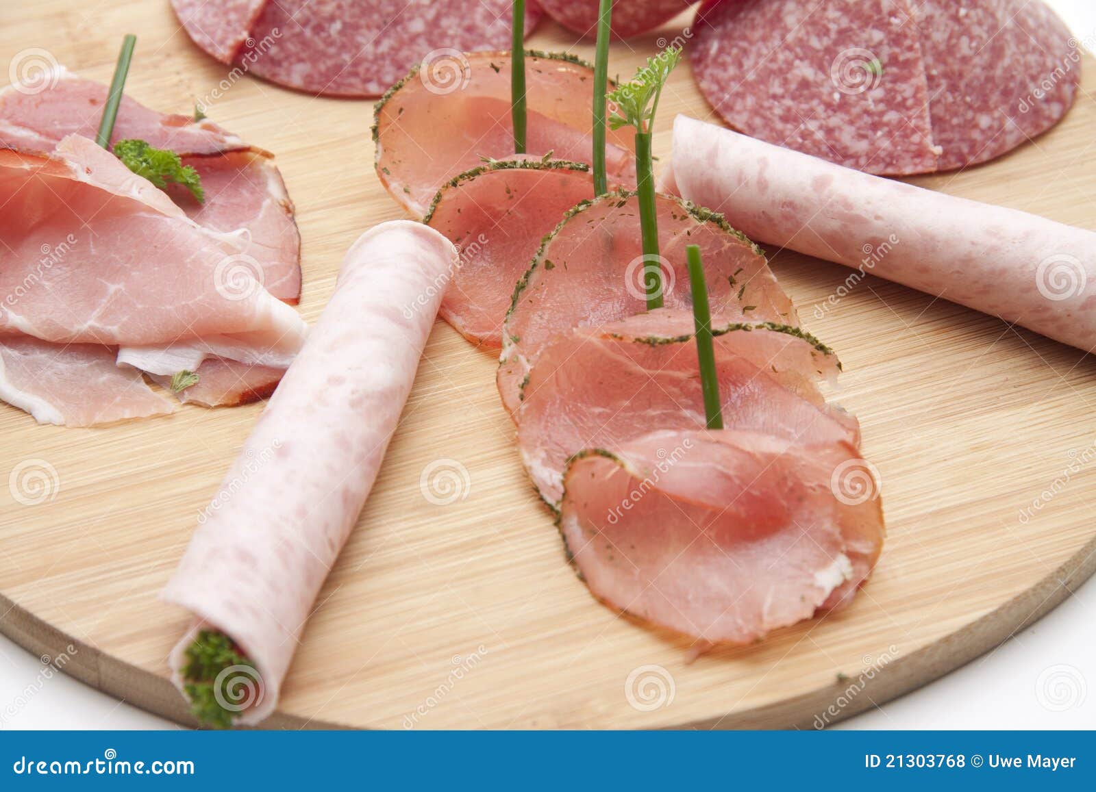 Ham with salami and herbs stock photo. Image of herbs - 21303768
