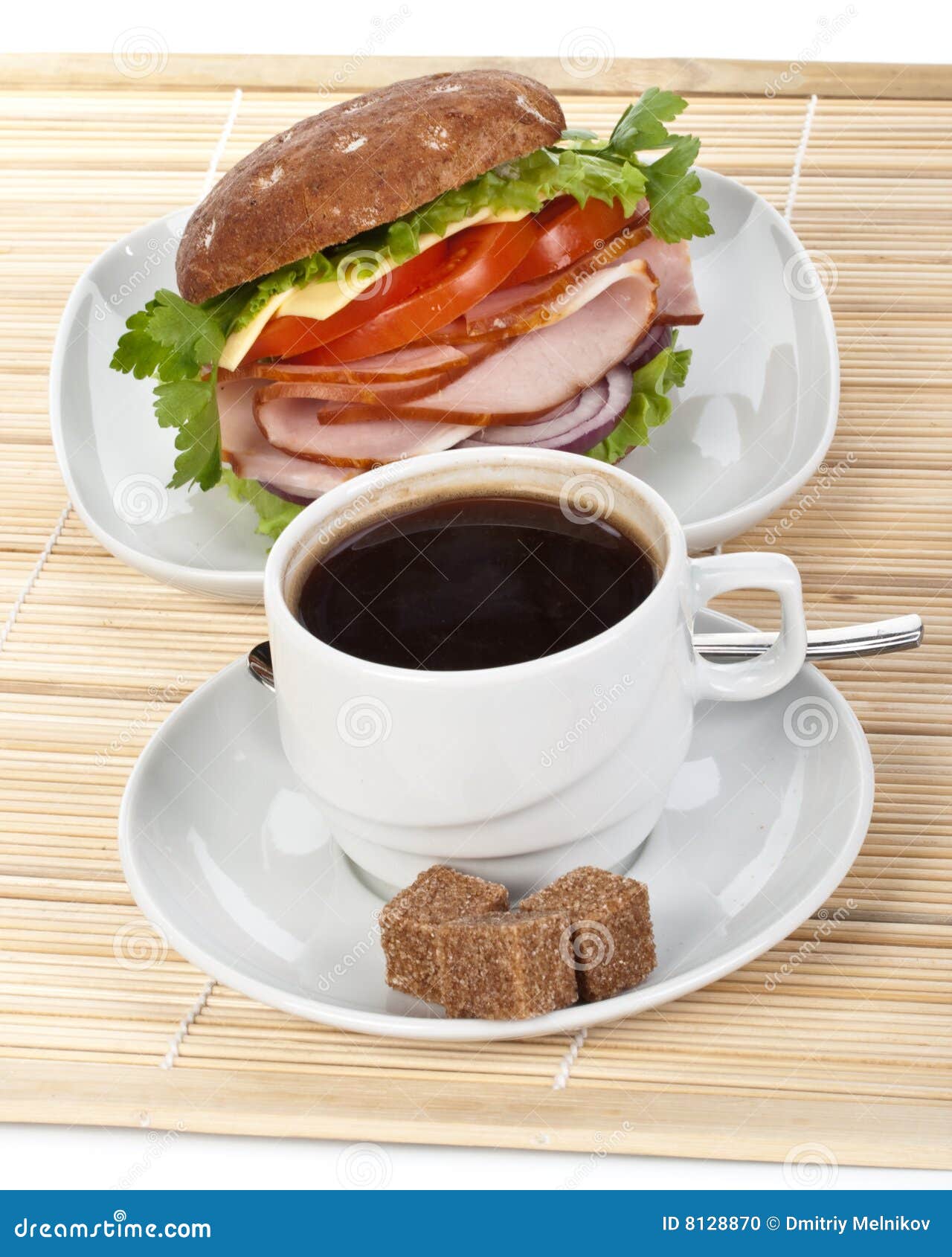 Ham sandwich and coffee stock photo. Image of cheese, tasty - 8128870