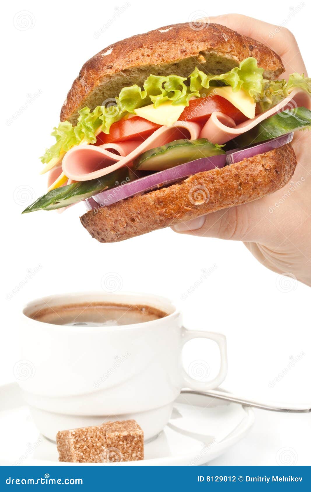 Ham sandwich and coffee stock photo. Image of greens, healthy - 8129012