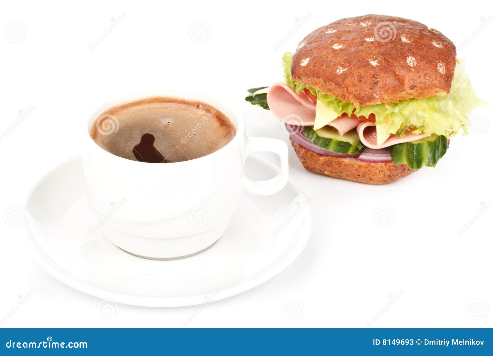 Ham sandwich and coffee stock image. Image of cheese, dinner - 8149693