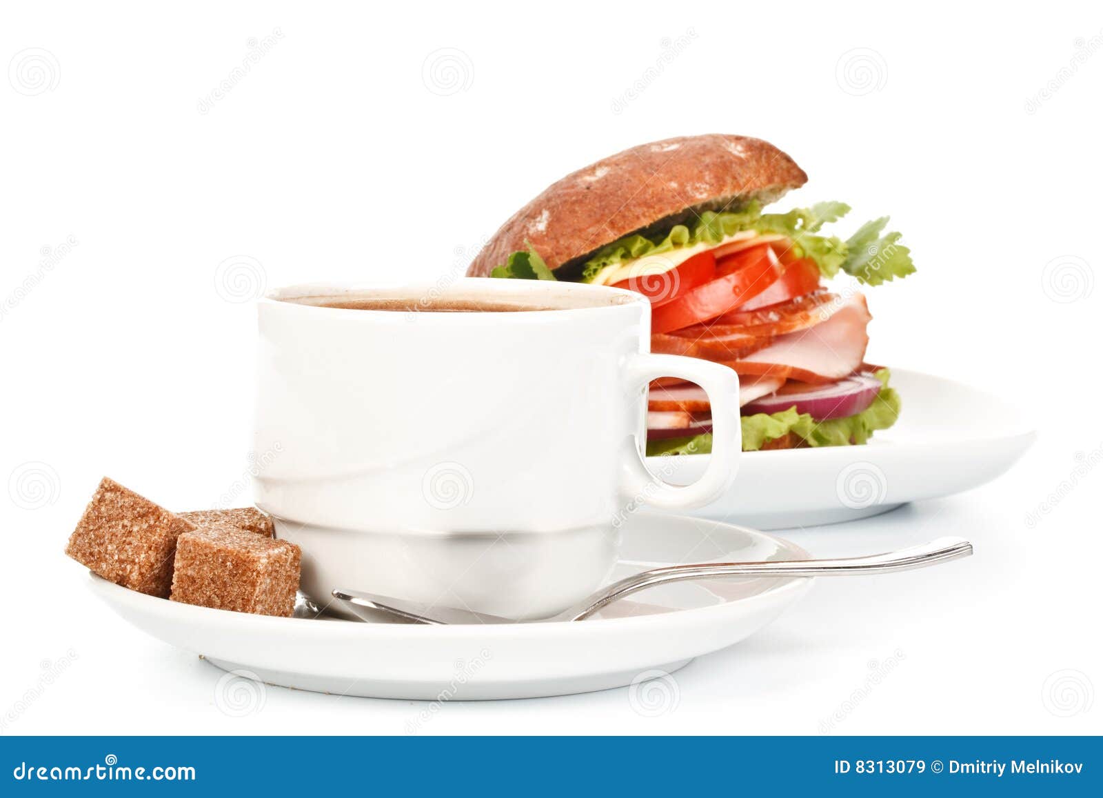Ham sandwich and coffee stock image. Image of greens, gourmet - 8313079