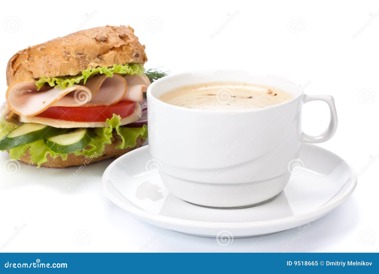 Ham Sandwich And Cup Of Coffee Royalty Free Stock Photo - Image: 9518665