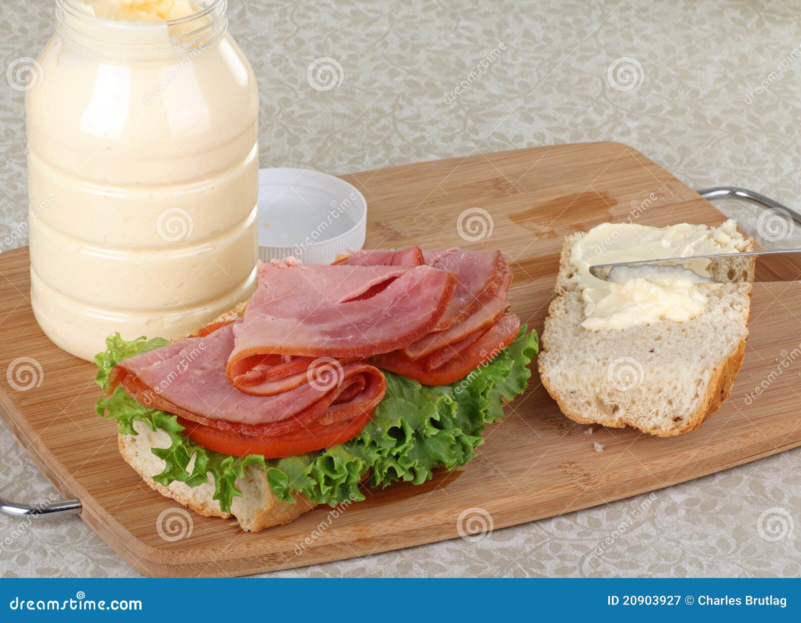Ham Sandwich Preparation stock image. Image of lettuce - 20903927