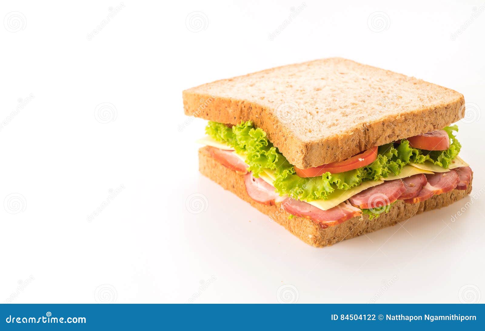 Ham sandwich on white stock photo. Image of healthy, vegetable - 84504122