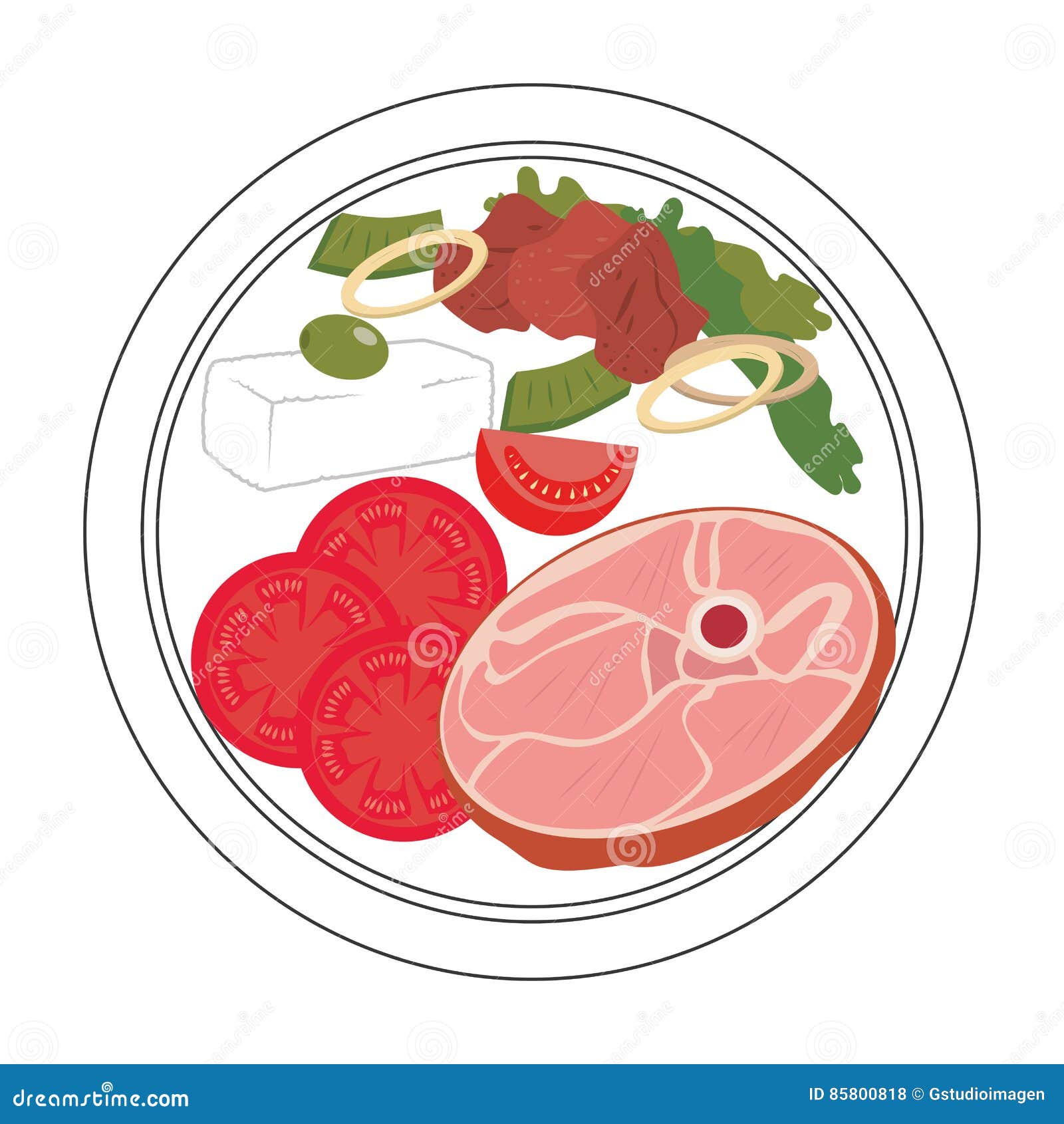 Ham slice delicious food stock vector. Illustration of sandwich - 85800818