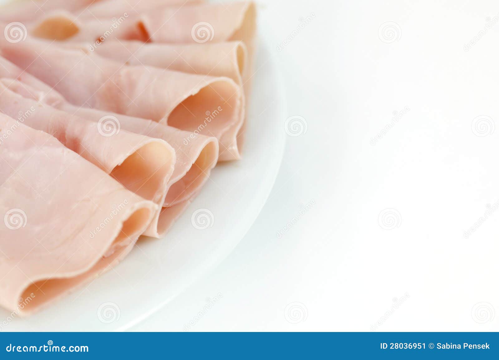 Ham Sliced on a White Plate, Detail Stock Image - Image of traditional ...